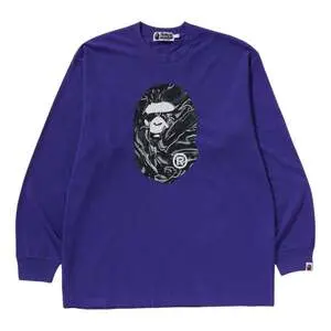 A BATHING APE Marbling Camo Ape Head Relaxed L/s T-shirt - Purple