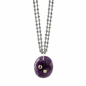 Persia Donà Jewelry Amethyst And Hematite Chain Necklace With Diamond Clasp