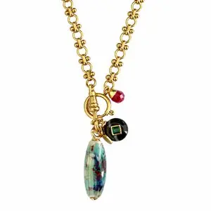 Persia Donà Jewelry Exquisite Gemstone And Vintage Chain Necklace - Gold