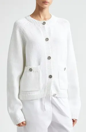 TOTEME Hammered Button Organic Cotton Cardigan