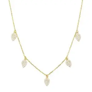 KAMARIA Blessings Leaf Choker Necklace With Crystals - Gold