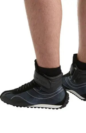 Balmain Racing Mid-top Trainers In Nylon And Leather