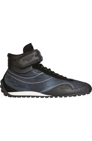Balmain Racing Mid-top Trainers In Nylon And Leather