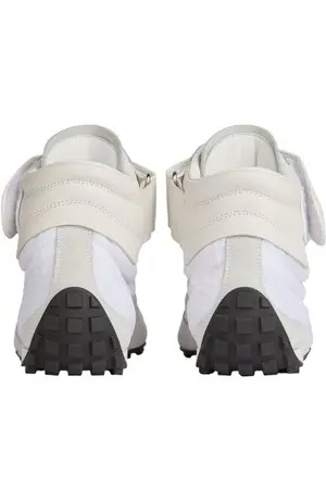 Balmain Racing Mid-top Trainers In Nylon And Leather - White