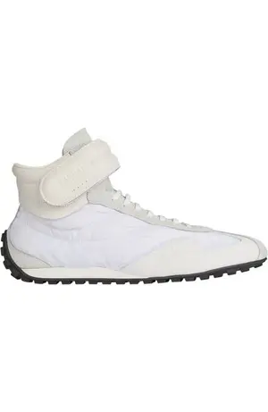 Balmain Racing Mid-top Trainers In Nylon And Leather - White