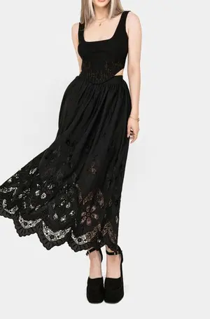DISTURBIA Maple Broderie Maxi Skirt