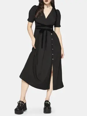 DISTURBIA Brae Wrap Centipede Button Midi Dress