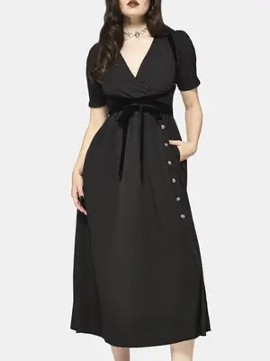 DISTURBIA Brae Wrap Centipede Button Midi Dress
