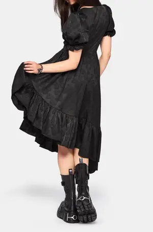 DISTURBIA Elaria Jacquard Asymmetrical Midi Dress
