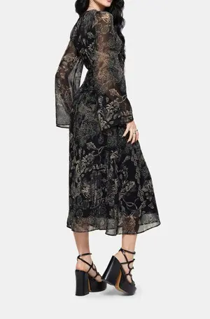 DISTURBIA Surge Celtic Ruffle Neck Midi Dress