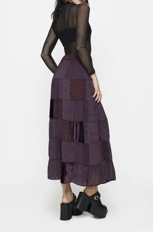 DISTURBIA Mabel Floral Patchwork Maxi Skirt