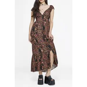 DISTURBIA Mythos Print Milkmaid Smock Midaxi Dress