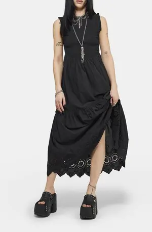 DISTURBIA Noirette Broderie Midi Dress