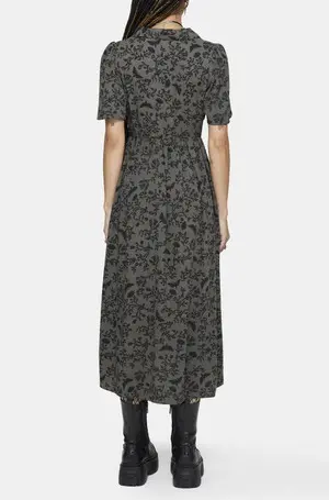 DISTURBIA Floral Midi Shirt Dress