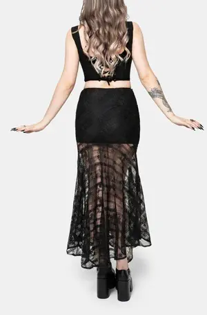 DISTURBIA Lucie Lace Asymmetric Hanky Maxi Skirt