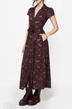 DISTURBIA Celia Moth Printed Shirt Dress