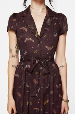 DISTURBIA Celia Moth Printed Shirt Dress