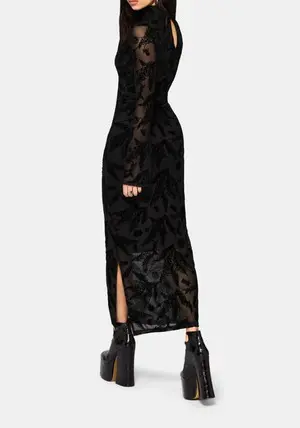 DISTURBIA Cimora Dandelion Flocked Maxi Dress