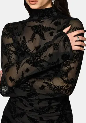DISTURBIA Cimora Dandelion Flocked Maxi Dress
