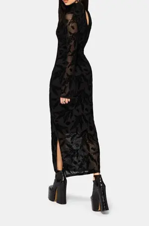 DISTURBIA Cimora Dandelion Flocked Maxi Dress