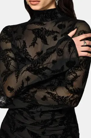 DISTURBIA Cimora Dandelion Flocked Maxi Dress