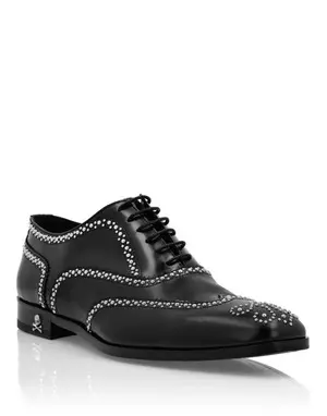 Philipp Plein Studded Leather Oxford Shoes - Black/black