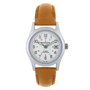 PEUGEOT Stainless Steel Leather Strap Watch - Brown