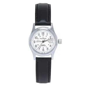 PEUGEOT Stainless Steel Leather Strap Watch - White
