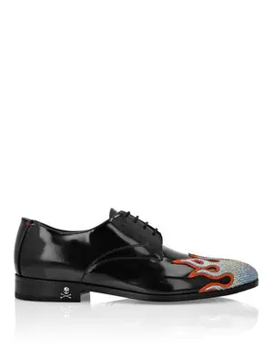 Philipp Plein Lace Up Shoes Strass Flame