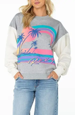 Roxy Lineup Contrast Crewneck Sweatshirt