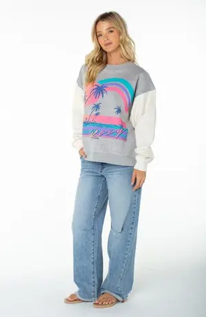 Roxy Lineup Contrast Crewneck Sweatshirt