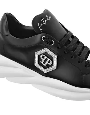 Philipp Plein Nappa Leather Runner Crystal Fatale - Black