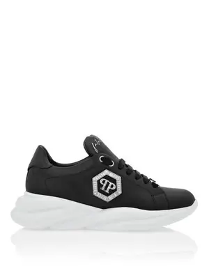 Philipp Plein Nappa Leather Runner Crystal Fatale - Black