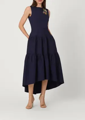 Shoshanna Midnight Embellished Cotton Faille Skylar Dress