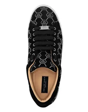 Philipp Plein Nappa Leather Lo-top Sneakers Strass Monogram