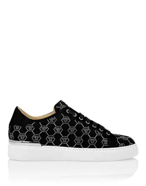 Philipp Plein Nappa Leather Lo-top Sneakers Strass Monogram