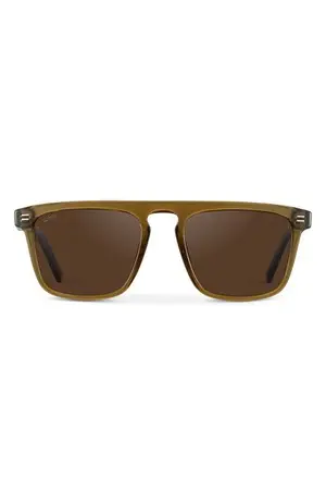 WMP EYEWEAR Sawyer 53mm Squared Aviator Polarized Sunglasses - Crystal Verde