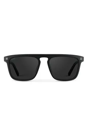 WMP EYEWEAR Sawyer 53mm Squared Aviator Polarized Sunglasses - Matte Black
