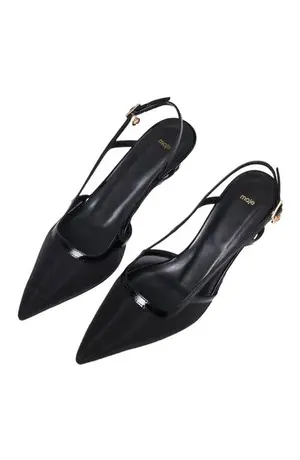 Maje Leather And Mesh Slingbacks