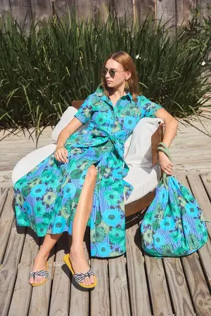 RO'S GARDEN Crispy Cotton Sutton Maxi Dress