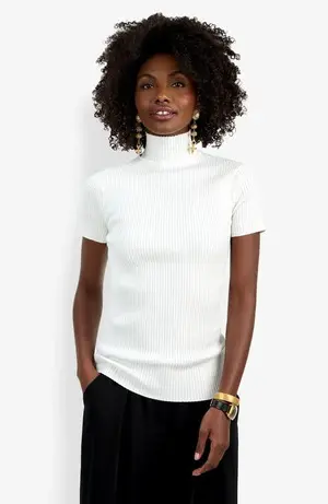 Trina Turk Armeni Mock Neck Top - Whitewash