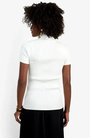 Trina Turk Armeni Mock Neck Top - Whitewash