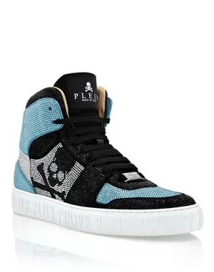 Philipp Plein High-top Sneakers With Rhinestone Embellishments - Crystal+lightblue
