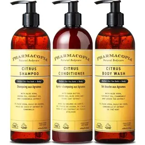 PHARMACOPIA NATURAL BODYCARE Citrus Shower Trio Bundleshampoo, Conditioner
