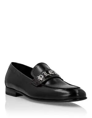 Philipp Plein Croco Printed Leather Loafers - Black
