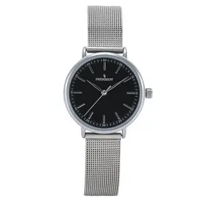 PEUGEOT Sleek Stainless Steel Mesh Watch- 30mm Black