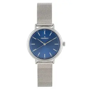 PEUGEOT Sleek Stainless Steel Mesh Watch- 30mm - Blue