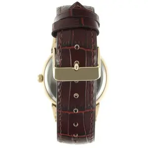 PEUGEOT Sun Moon Vintage Leather Strap Watch40mm - Brown