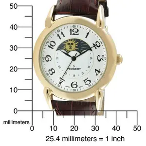 PEUGEOT Sun Moon Vintage Leather Strap Watch40mm - Brown