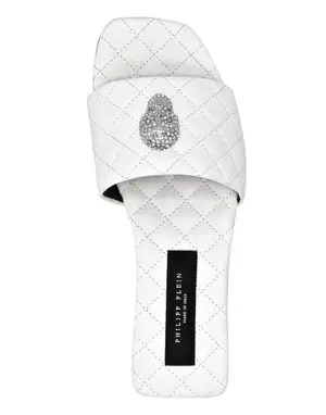 Philipp Plein Matelasse Slides Crystal Skull